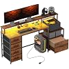 Amazon.com: HOMCOM 67" Gaming Desk with File Cabinet and Fabric Drawers ...