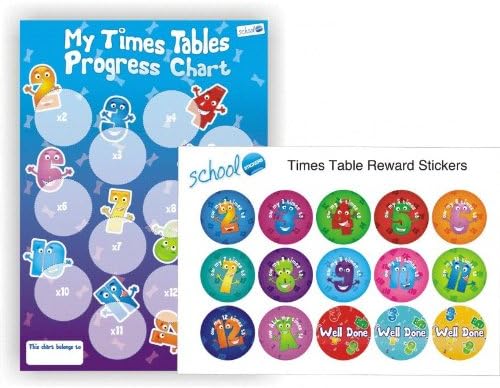 School Stickers A5 Times Tables Progress Chart and Reward Stickers ...