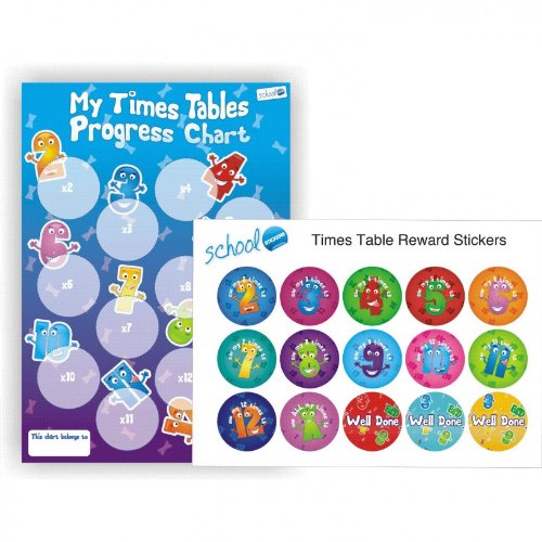 School Stickers A5 Times Tables Progress Chart and Reward Stickers ...