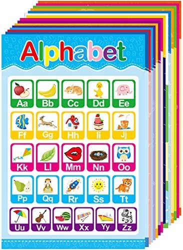 12 Pieces Educational Preschool Posters Alphabet Number Classroom Wall ...