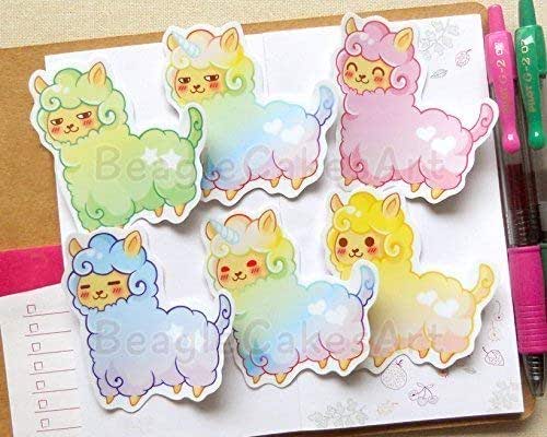 Amazon.com: Alpaca Stickers Set of 6 (Large), Kawaii Stickers, Llama ...
