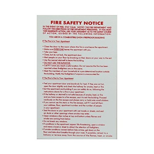 8-1/2" X 5-1/2" "Fire Safety Notice" Sticker: Industrial Warning Signs ...