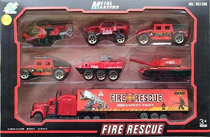 FunVilla Die CAST Metal Fire Rescue Vehicle Play Set, Metal Fire ...