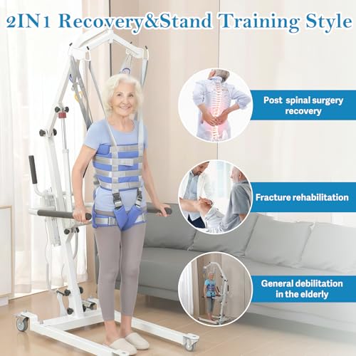 2IN1 Electric Patient Lift with Stand-Up Assist Rehabilitation-2 Slings ...
