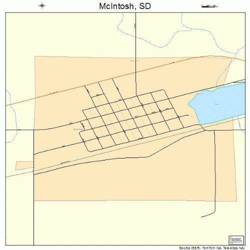 Large Street & Road Map of McIntosh, South Dakota SD - Printed poster ...