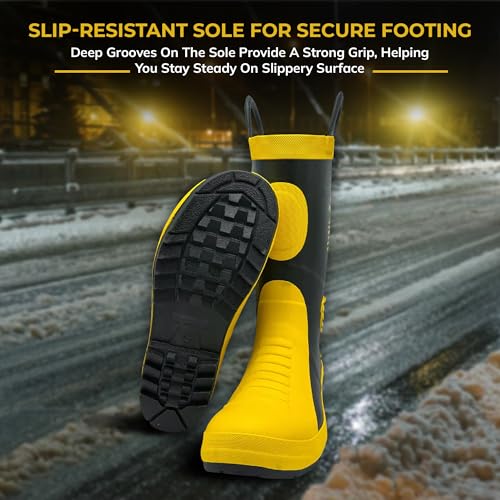 Robustt Steel Toe Fire Safety Gumboot - Yellow (UK 10) | Anti-Slip ...