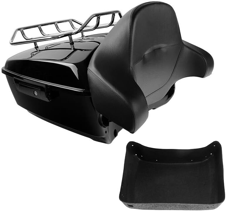 Amazon.com: TCMT King Motorcycle Trunk Box Black Lacthes Backrest ...