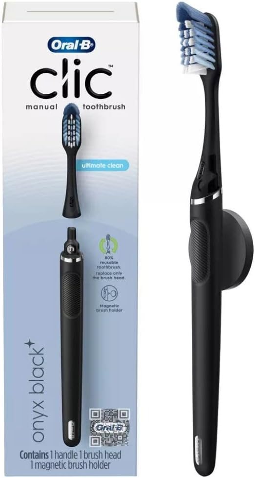 Amazon.com: Oral-B Clic Manual Toothbrush, Onyx Black, with Magnetic ...