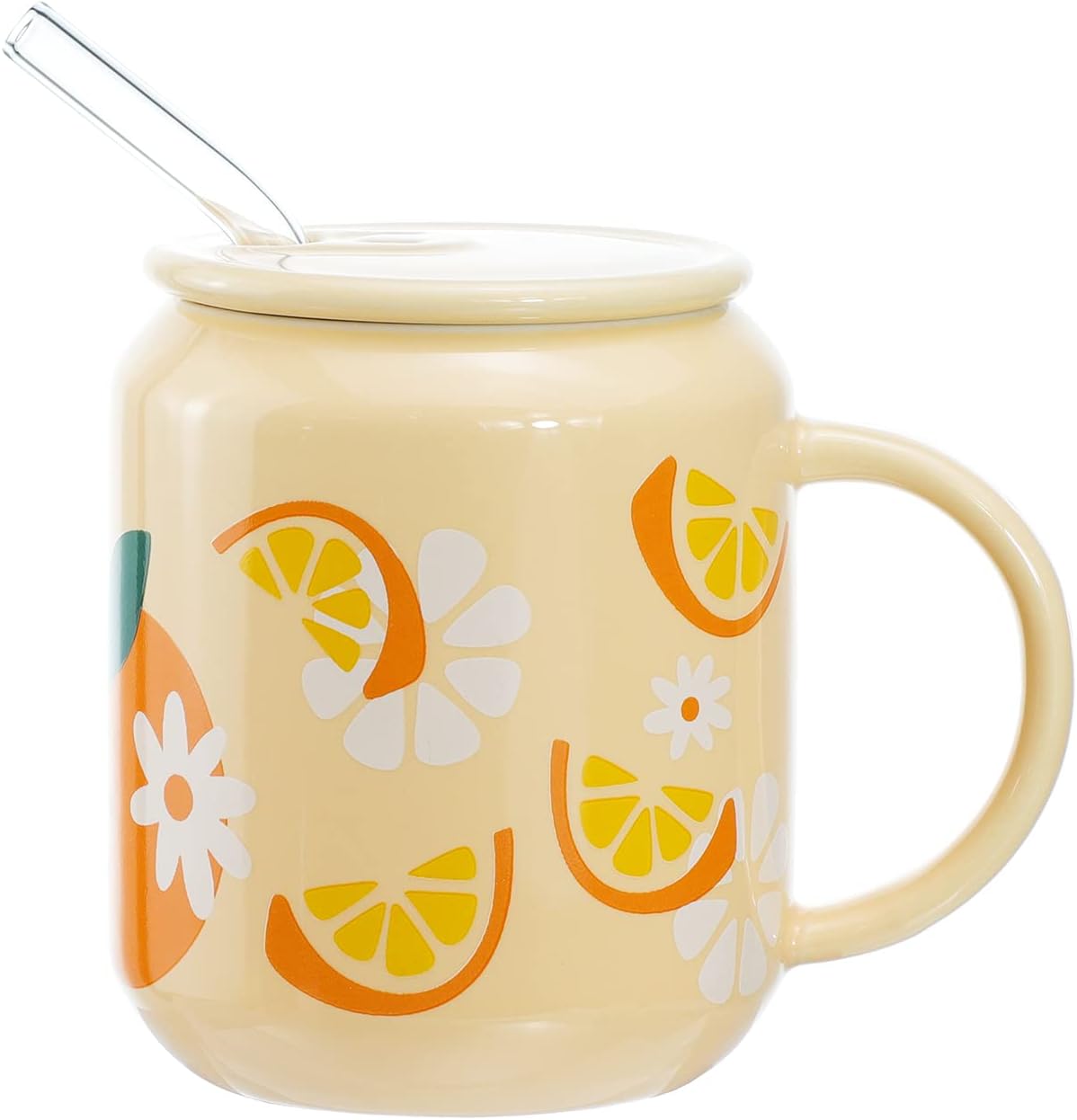 Amazon.com: Noamus 2 Pack Cute Ceramic Mugs with Lid and Straw, 13 Oz ...