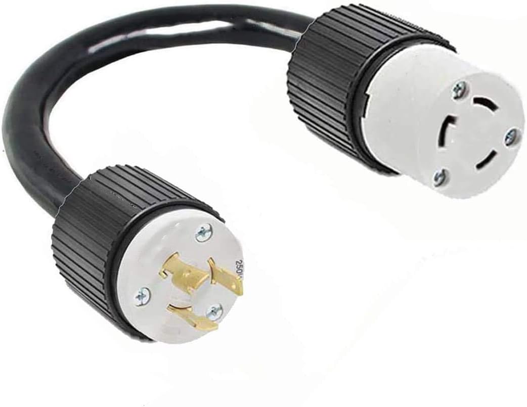 L10-20P Twist Lock 3-Pin Male Plug To L6-30R Twist Lock 3-Prong Female ...