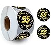 Amazon.com: REWIDPARTY Black Gold 55th Birthday Stickers Rolls Cheers ...