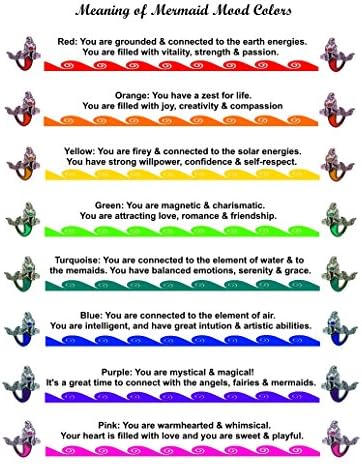 Mermaid Mood Ring with Color Chart and Organza Gift Bag : Amazon.com.au ...