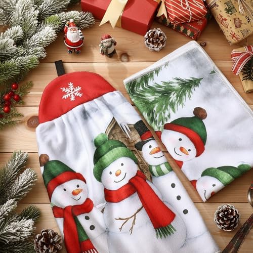 Amazon.com: Tudomro 2 Pcs Christmas Hanging Kitchen Dish Towels ...