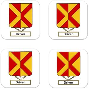 Amazon.com: Driver Family Crest Square Coasters Coat of Arms Coasters ...