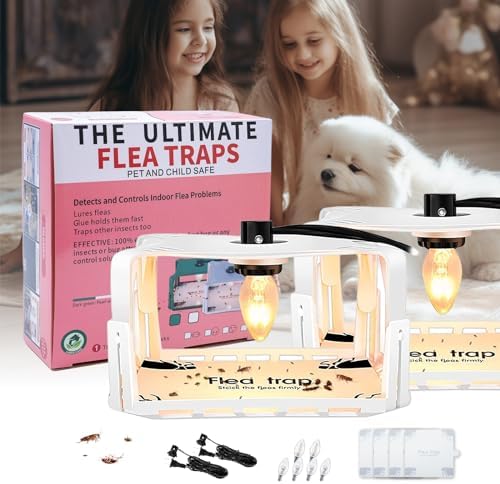 Amazon.com : Flea Trap 2 Pack Flea Light Trap Indoor with 8 Glue Discs ...