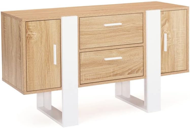 IDMarket - Buffet Bas Phoenix Bois et Blanc 105 cm : Amazon.fr: Cuisine ...