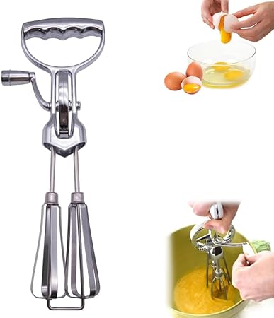 Amazon.com: MiOYOOW Hand Crank Egg Beaters, Stainless Steel Rotary Hand ...