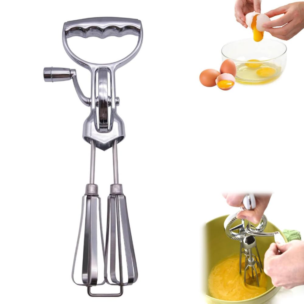 Amazon.com: Hand Crank Egg Beaters, Stainless Steel Rotary Hand Whip ...