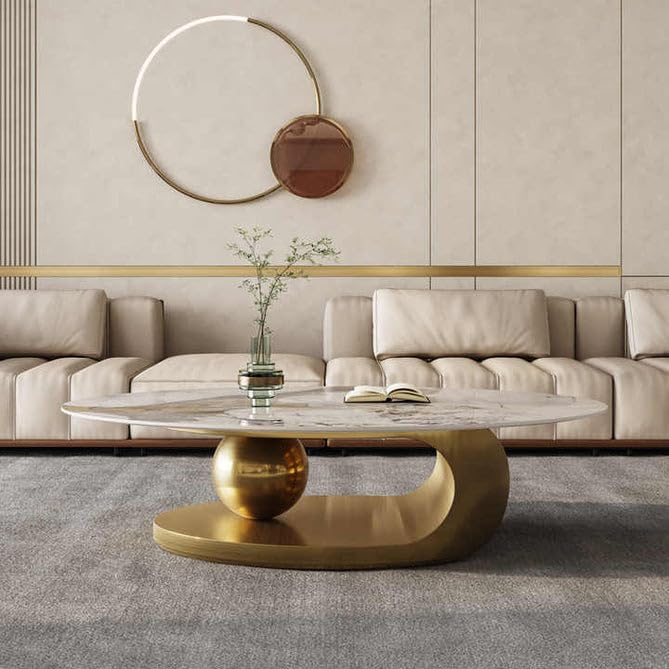 "V HOME DECOR Stainless Steel PVD Center Table - 18" x 35" x 16 ...