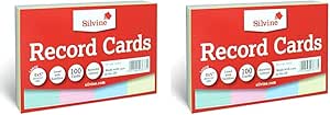 Silvine 8x5 Multi-Coloured Record Cards - Lined with Headline, 100 ...