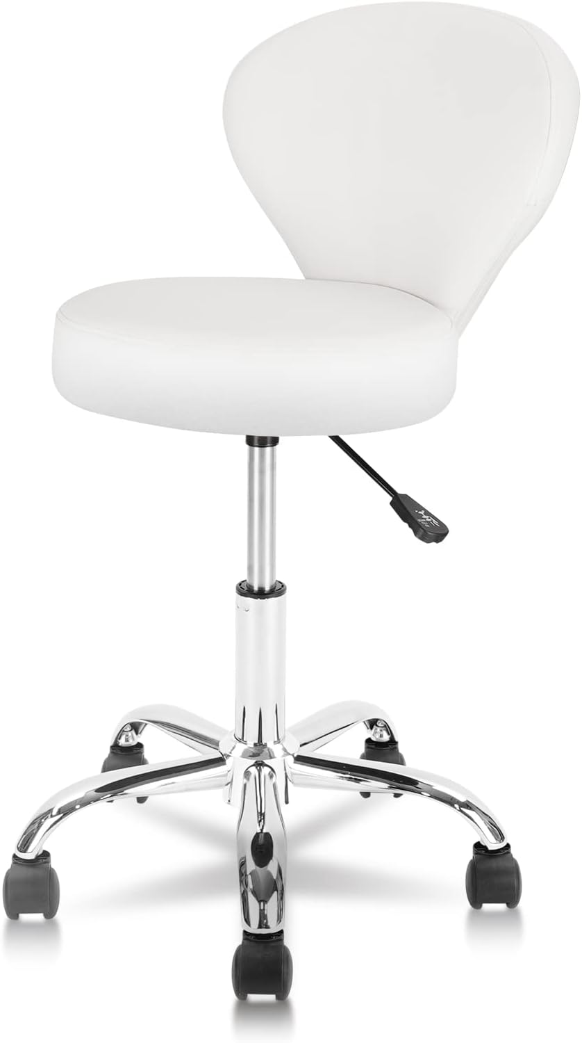 Amazon.com: KLASIKA Adjustable Swivel Rolling Stool Chair with Backrest ...