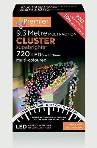 Premier Decorations - 720 Multi Action Cluster LED Lights with Timer ...