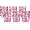 Amazon.com | Darlion 6 Pack Pink Vintage Glassware Set, 10oz Romantic ...