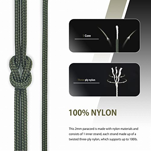 Abma Cord Paracord 2mm 50m 100% Nylon Rope 1 Strand Type I Parachute ...