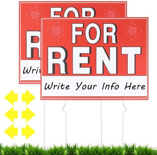Amazon.com: For Rent Sign, 2 Packs Double-Sided Rental House Sign With ...