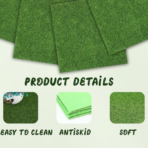 Aeaocvo 4 PCS Fake Grass Mat 15 x 15 cm Miniature Grass Micro ...