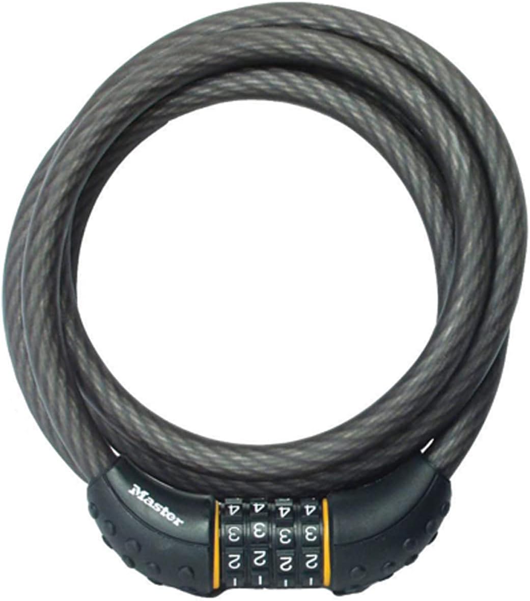 Master Lock 8122D Combination Cable Lock, 6-Feet x 1/2-Inch Black ...