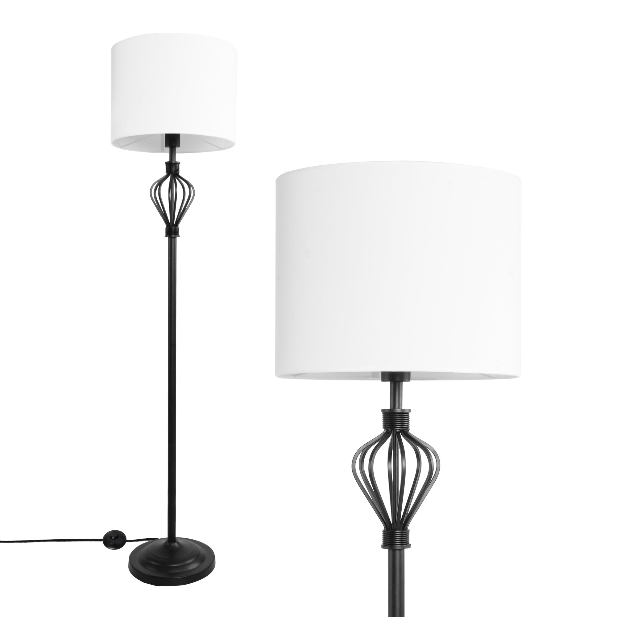 Standing Floor Lamp, Modern Tall Black and White Floor Lamps with Foot ...