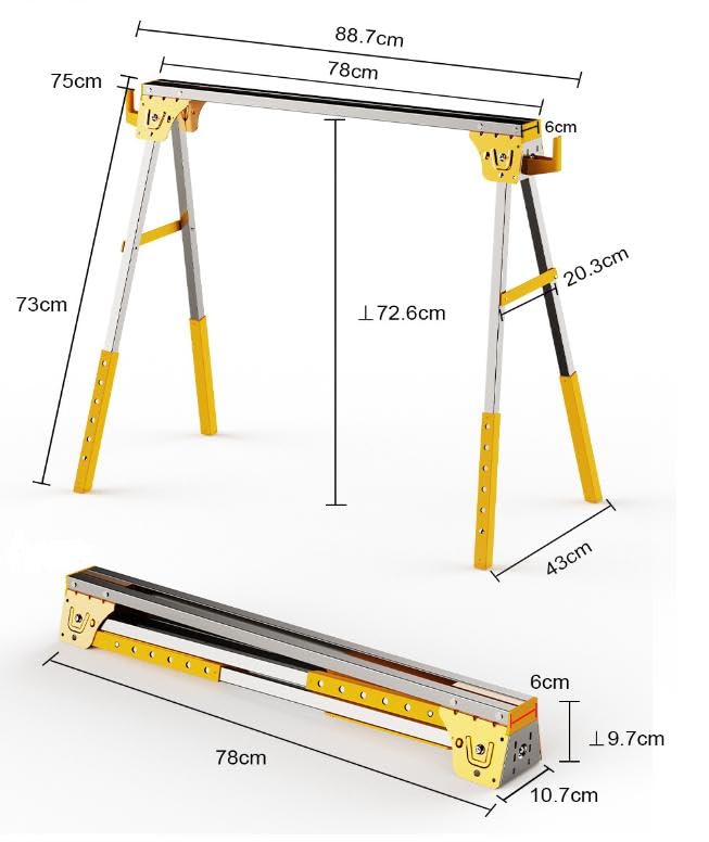 Amazon.co.jp: 作業台 木工作業台 テーブル 2台1組 高さ調節6段階可能