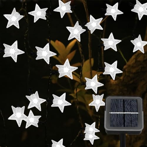 Ninonly 14m 120 LED Solar Star String Lights Cool White : Amazon.co.uk ...