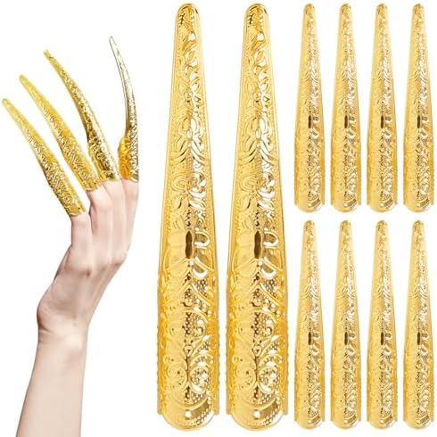 Amazon.com: 10PCS Long Finger Claws Fake Nail Rings Adjustable Women ...