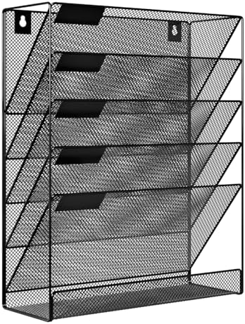Solinxe Wall File Holder 6 Tier Hanging File Folder Organizer Desk ...