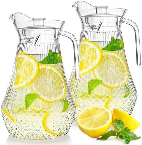 Amazon.com: Lawei 2 Pack 68 Oz Acrylic Pitcher, Clear Plastic Water ...