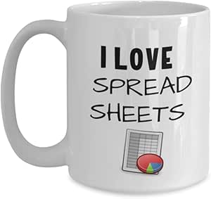 Amazon.com: I Love Spreadsheets Mug, Coffee Cup, Great Gift for Excel ...