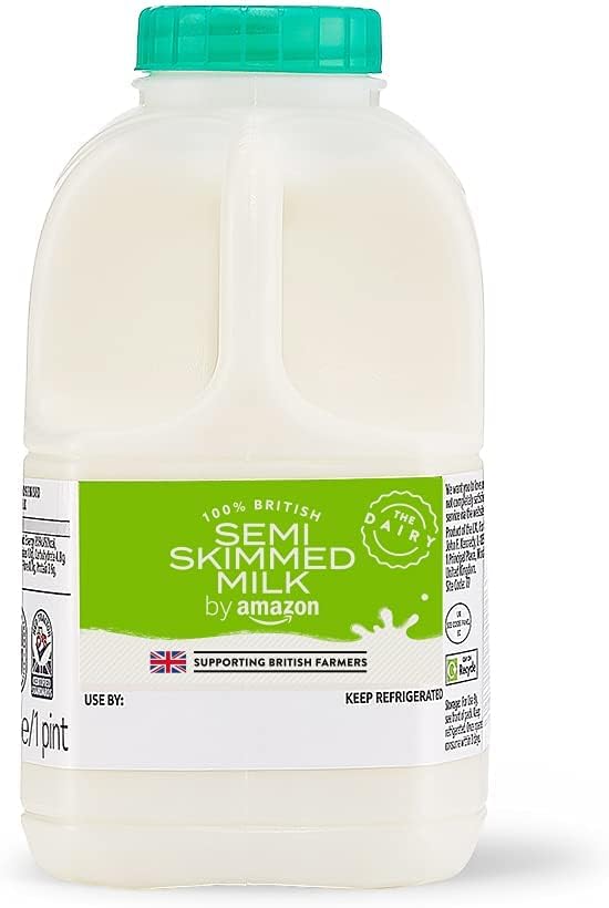 by Amazon Semi Skimmed Milk, 1 Pint / 568ml : Amazon.co.uk: Grocery