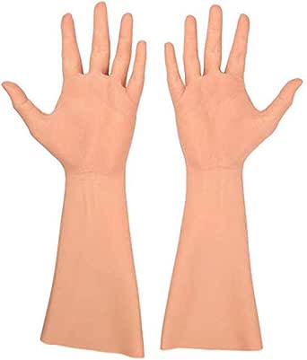 Ajusen Soft Fake Female Hand Half Length Arm Realistic Silicone Gloves ...