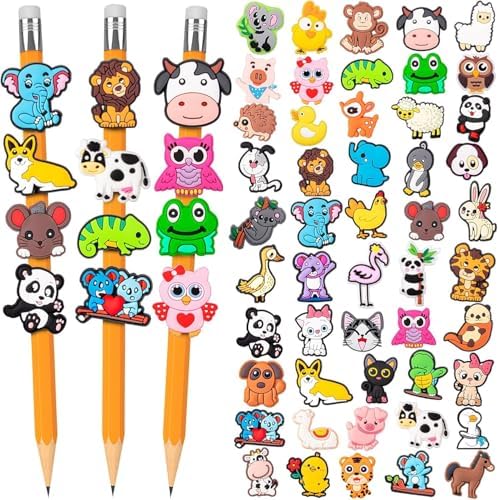 SYOZPXY 50Pcs Pencil Toppers Bulk for Kid, Cute Pencil Clip Charms ...