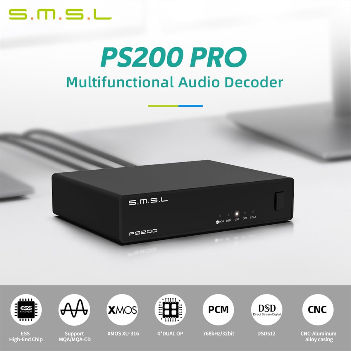 Snapklik.com : SMSL PS200PRO ES9039Q2M HiFi DAC, DSD512 PCM 32Bit ...