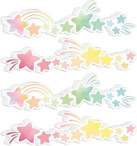 Amazon.com : Geyee 60 Pcs Stars Bulletin Board Borders Pastel Color ...