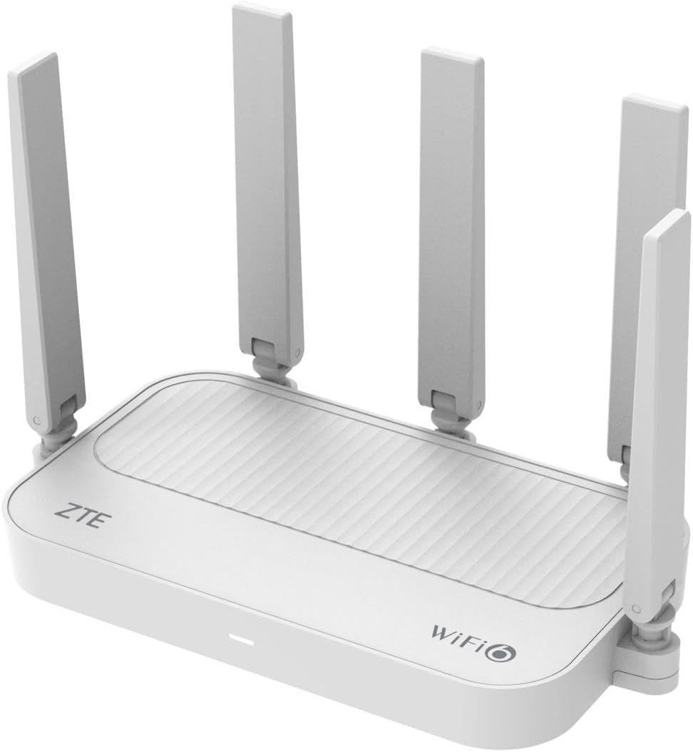 ZTE Router, WiFi 6, Mesh, Gigabit Ethernet, Doble Banda, E1320, AX3000, Inalámbrico, 2.4 GHz ...