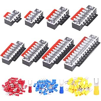 Hilitchi 124 Pcs (8 Sets) Terminal Block in Total, 600V 15A Dual Row ...
