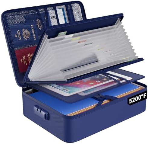 ENGPOW 5200℉ Fireproof File Organizer Bag with 13 Pocket Accordion File Folder,Document ...