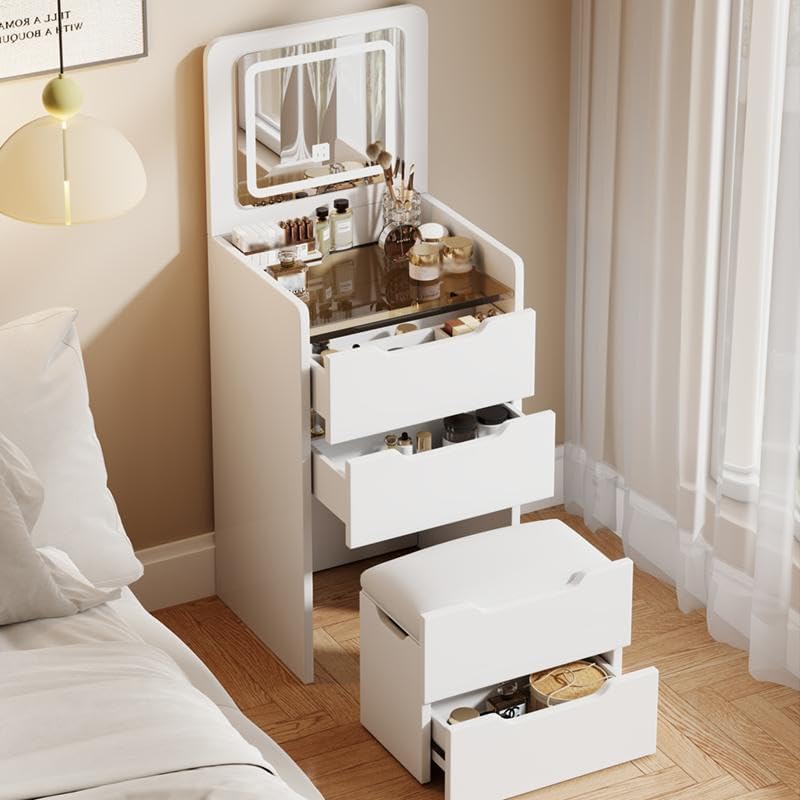 Amazon.com: BRALEM Integrated Small Vanity Desk with Mirror, Compact ...