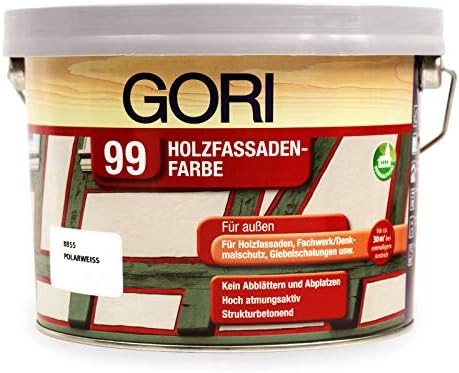 Gori 99 Wetterschutzfarbe Holzfassaden-Farbe 10L Polarweiss 8855 Holzfarbe : Amazon.de: Baumarkt
