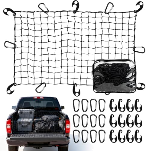 Amazon.com: Elastic Cargo Net for Pickup Truck Bed (4' X 6' Stretches ...