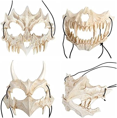 Japanese Yaksha Skull Mask,Halloween Werewolf Skeleton Half Mask Tengu ...